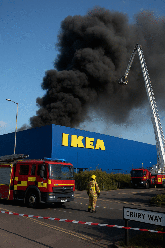 What caused the fire at IKEA Wembley?